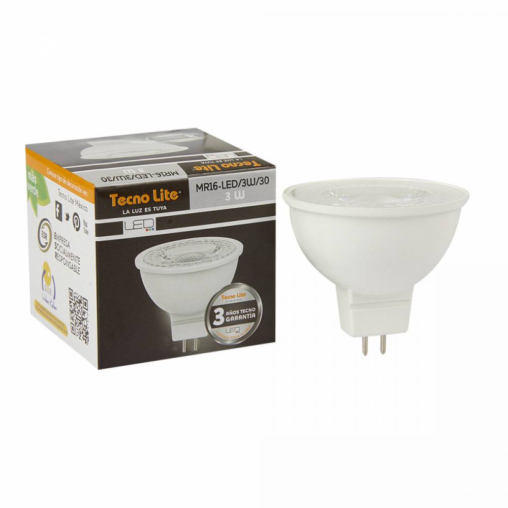 FOCO LED MR16 3W 3000K GX5.3 MR16-LED/3W/30H | Ilumi